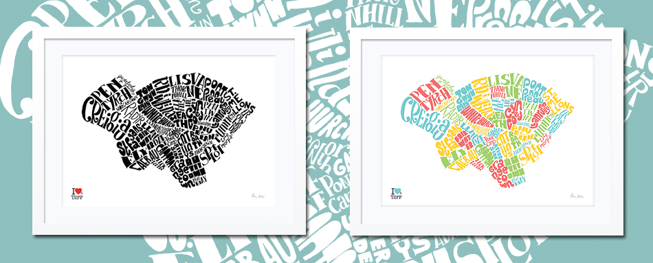 Cardiff Word Map A3 prints from I Loves The 'Diff